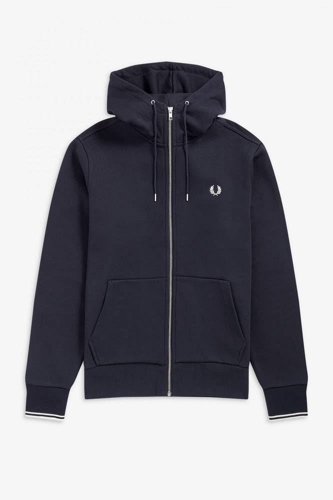 FRED PERRY Felpa Cappuccio e Zip Intera blu Felpe Uomo J7536