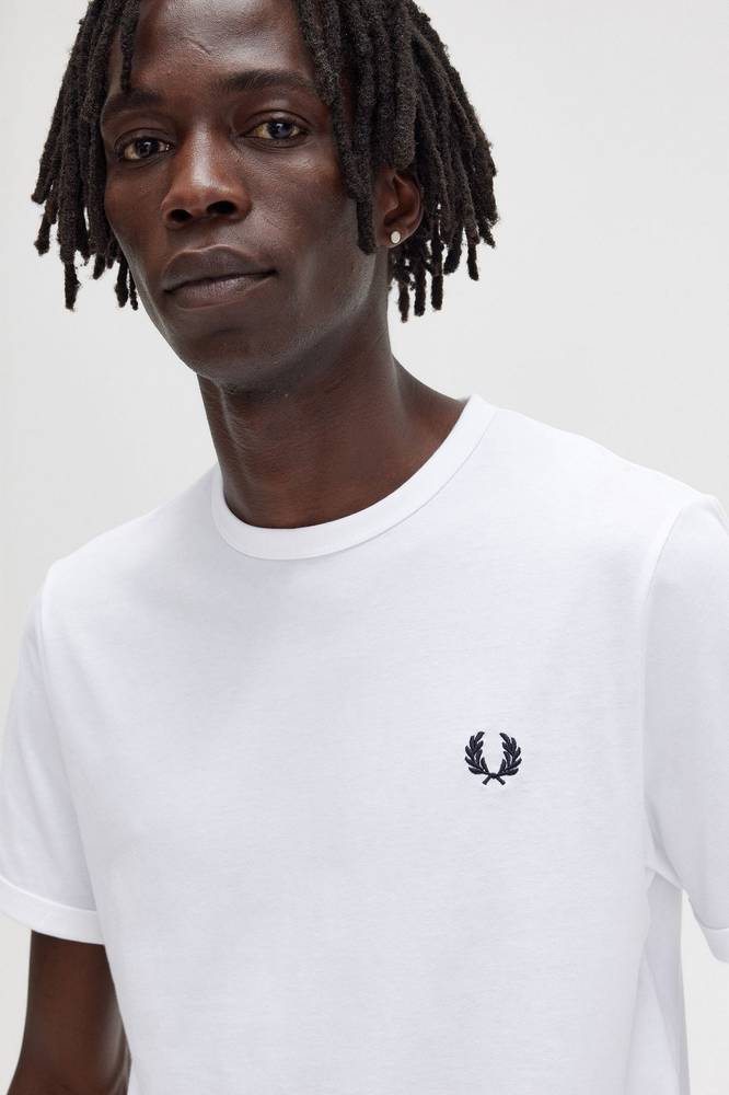 FRED PERRY Ringer Tee - T-Shirt a Manica Corta bianco T-Shirts Maniche Corte Uomo M3519