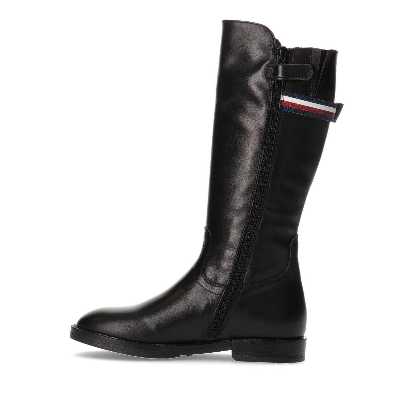 Tommy Hilfiger Stivale In Pelle Al Polpaccio Nero - Taglia 38 Scarpe Donna