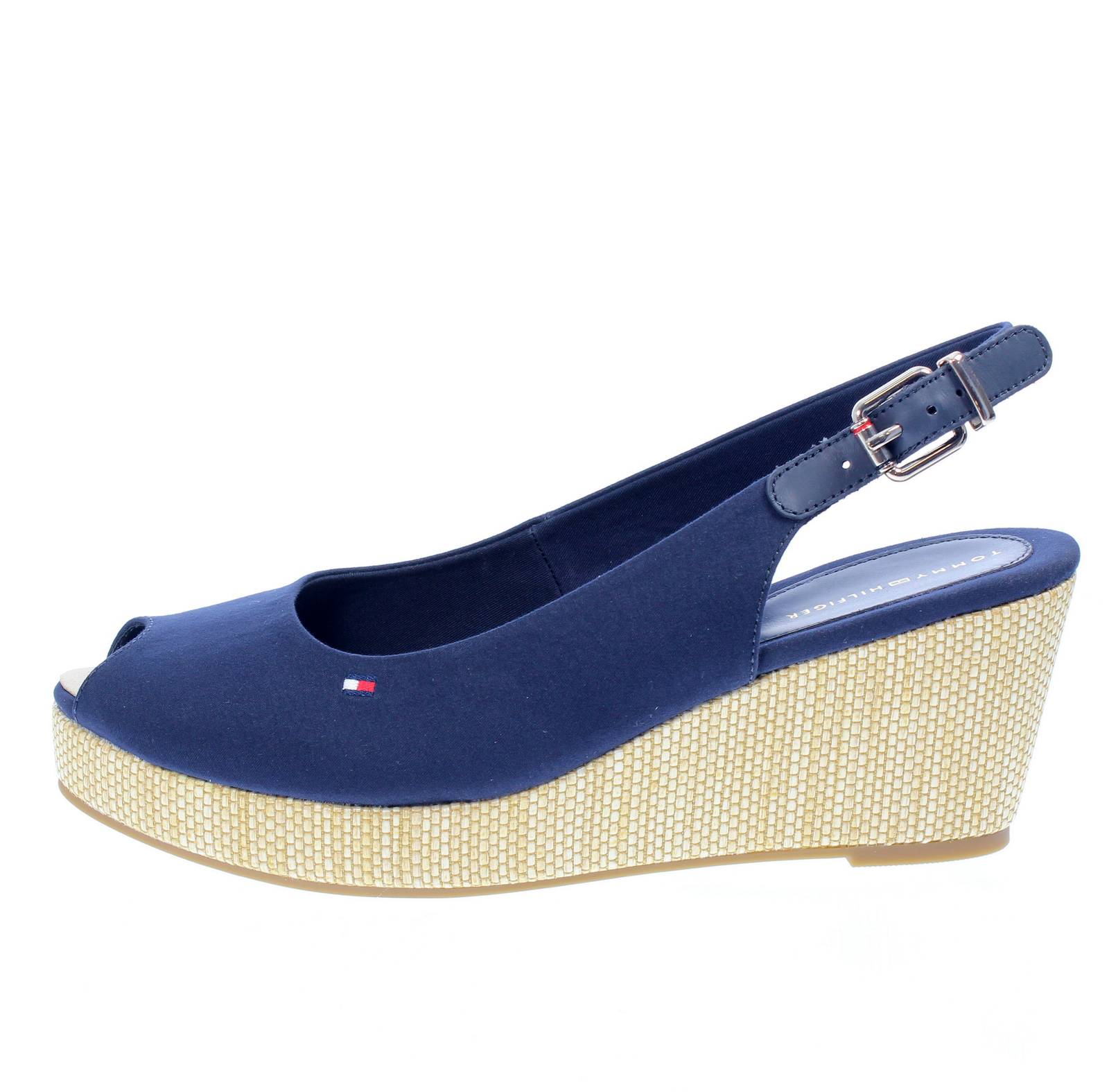 TOMMY HILFIGER Iconic Elba Sling Back Wedge Sandali con Zeppa blau Sandali Zeppa Donna FW0FW04788 ELBA 39D3