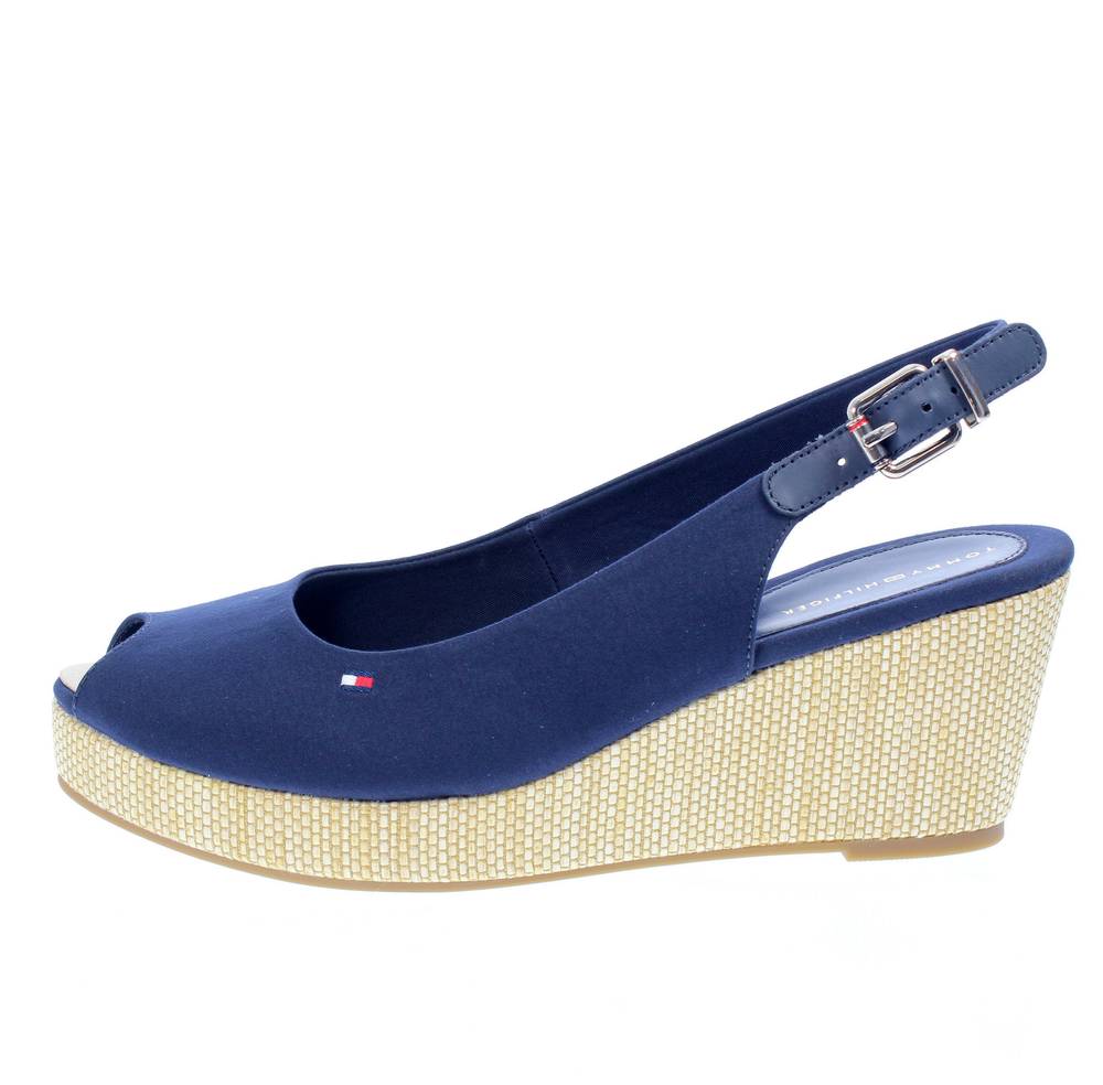 TOMMY HILFIGER Iconic Elba Sling Back Wedge Sandali con Zeppa blau Sandali Zeppa Donna FW0FW04788 ELBA 39D3